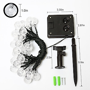 easyDecor Globe Solar String Lights 30 LED 21ft 8 Mode Bubble Crystal Ball Christmas Fairy String Lights for Outdoor Xmas Landscape Garden Patio Home Holiday Path Lawn Party Decoration (White)