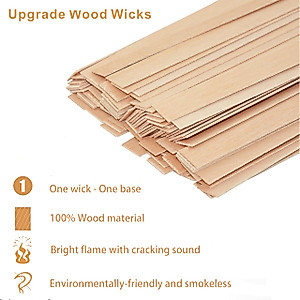 Visgaler 150 Pcs Upgrade Wooden Candle Wicks. Thickened Wood Wicks Made from Cherry Wood. Natural Crackling Wicks, Environmentally-Friendly Smokeless Candle Wicks (50 Set)