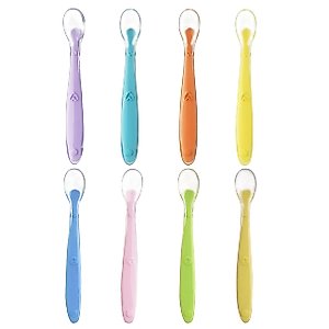 8 Pcs Silicone Baby Spoons First Stage, Baby Spoons Self Feeding 6+ Months, Toddler Utensils for Baby Led Weaning