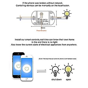 RODOT 10A KR2201WB Wi-Fi Wireless Smart Basic Switch for Smart Home Smart Life APP Compatible with Alexa & Google Home Assistant No Hub Required Support DIY Module (5-Pack)