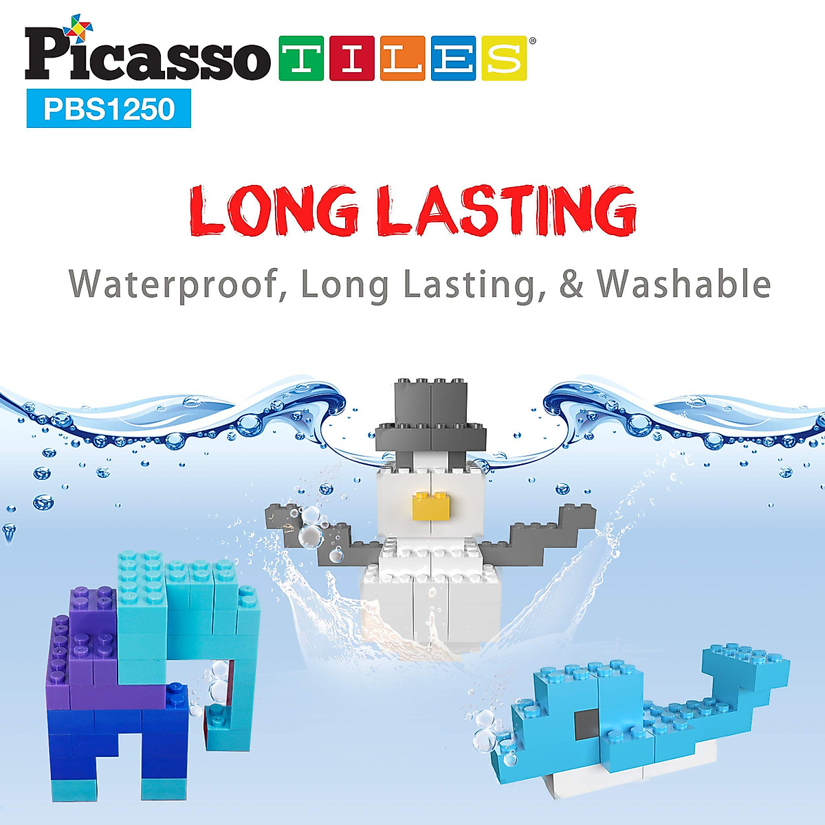 PicassoTiles 1250 PCs Educational Building Block Tiles Set Creative Shapes to Enhance Imaginative Play Unique Set to Characters and Numbers Learning STEM Toys Washable for Learning Education Ages 3+