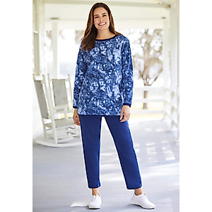 Woman Within Women's Plus Size Fleece Sweatshirt Set - 2X, Chocolate