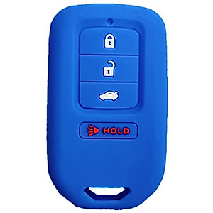 Silicone Smart Key Fob Cover Case Protector Keyless Remote Holder for 2013-2021 Honda Accord CR-V HR-V CR-Z 4 Buttons Blue