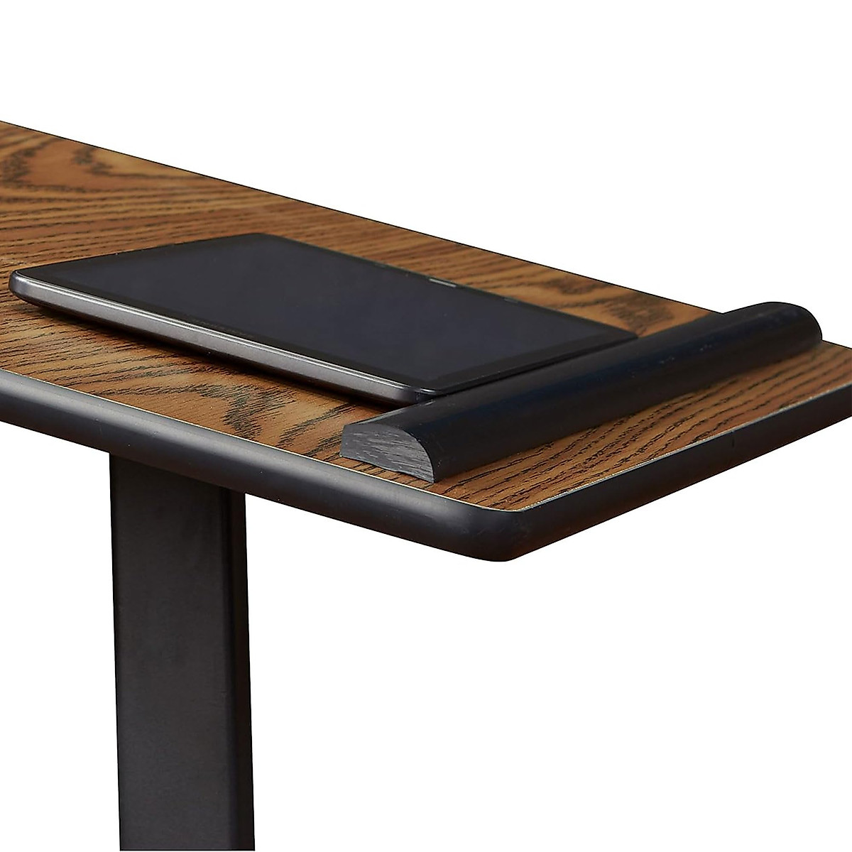 Oklahoma Sound Portable Presentation Series Adjustable Height Lectern Stand 16 Inch x 20 Inch Reading Surface with Book and Paper Stop, Medium Oak