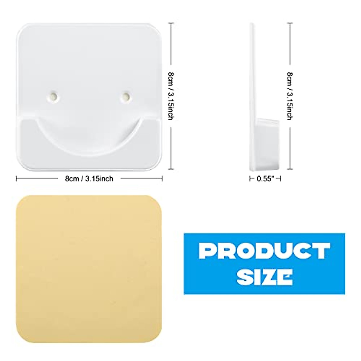 6 Piece Adhesive Shower Curtain Rod tension Holder, Adhesive Wall Mounted Shower Rods Holder Drill-Free Install, Adhesive Rod Mount Retainer, No Drilling, Not Include Shower Curtain Rod (White)