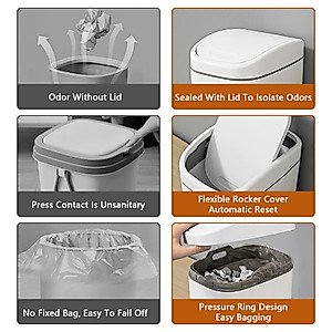 Toguma Desktop Trash Can with Lid Table Trash Basket Bedside Plastic Waste Paper Basket Mini Trash Bin for Car Wastebasket for Coffee Shop (White)