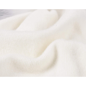 EASTER BARTHE White Cashmere Beanie Hat Women Winter Slouchy Knit Beanie Hat with White Fur Pom Pom Beanie Ski Hat Stocking Cap Hat