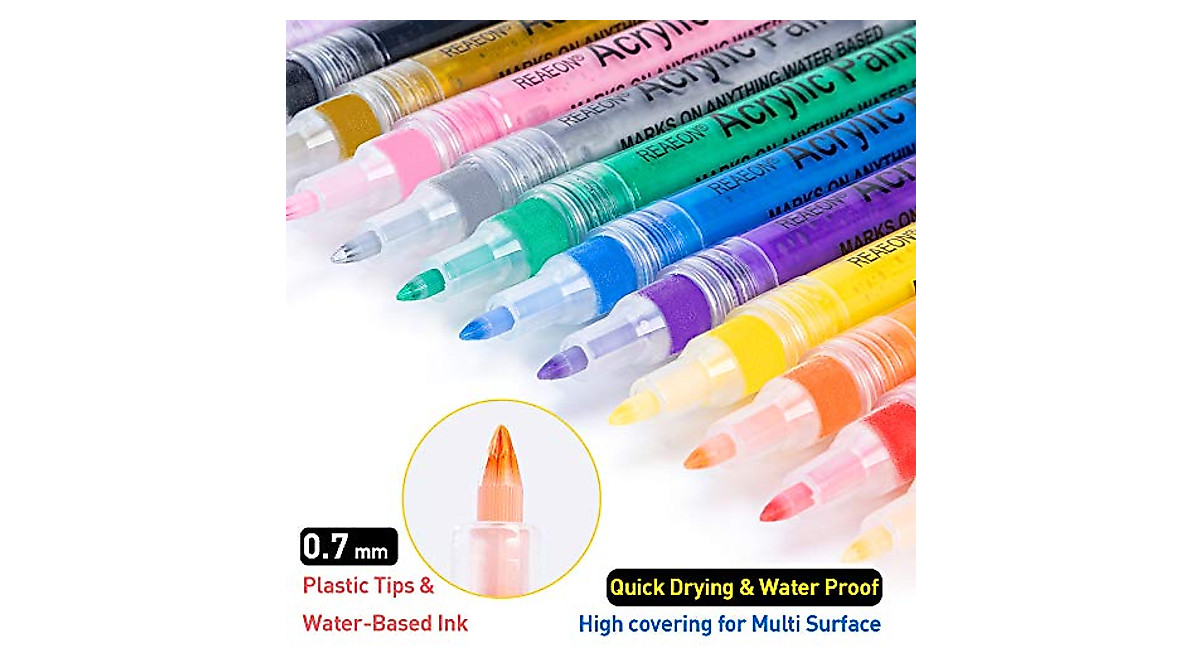 Reaeon Acrylic Paint Pens - 18 Vibrant Colors for Crafts