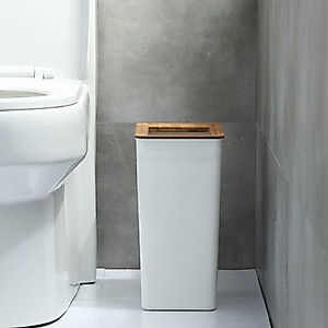 Dicunoy Plastic Slim Trash Can, 2.4 Gallon White Garbage Container, Little Wastebasket Garbage Bin for Bathroom, Living Room, Home, Kitchen, Office Hold Waste, Recycling