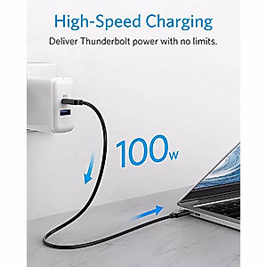 Anker [Intel Certified] Thunderbolt 3.0 Cable 1.6 ft (USB-C to USB-C) Supports 100W Charging / 40Gbps Data Transfer (Compatible with USB 3.1 Gen 1 and 2), Perfect for Type-C Macbooks