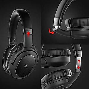 Active Noise Cancelling Headphones, Bluetooth Headphones Over Ear with Mic Deep Bass Hi-Fi Sound, 30Hrs Playtime ANC Wireless Headphones Comfortable Protein Earpads, for Traveling Cellphone PC TV