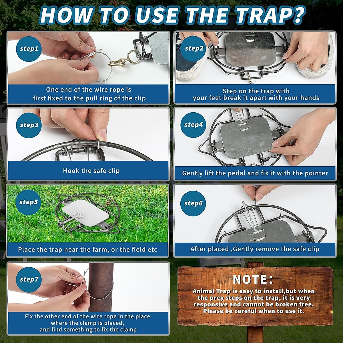 𝐚𝐧𝐢𝐦𝐚𝐥 𝐭𝐫𝐚𝐩 2 Packer Outdoor Spring Trap Easy Set Weather-Resistant Outdoor Durable Reusable Trap Solid Metal Outdoor Trap for Home & Yard & Garden… (5in - 2 Packer)