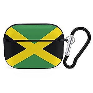 Jamaican Flag Pattern Compatible with AirPods Pro Case Cover with Keychain Portable Shockproof Airpod Cases Accessories Protective Case for Women Men Girls Hard Headphone Case for Apple Airpods Pro
