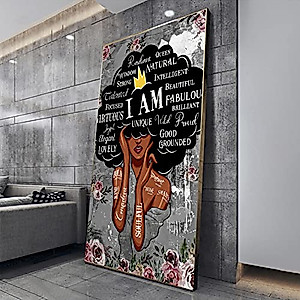 LLOSEUP African Queen Canvas Wall Art Black Women Canvas Paintings Black Girl Wall Art African American Abstract Nordic Pictures Posters Prints for Living Room Wall Decoration Artwork Unframed