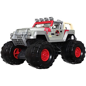 Matchbox Jurassic World Dominion Jeep Wrangler 124-Scale Truck with Large Wheels, Toy Gift and Car Collectible for Dinosaur Fans