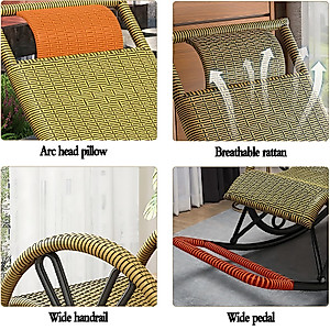 Hannahcos Outdoor Rocker Chair, Wicker Patio Chairs, Patio Lounge Chair with Armrests and Headrests, Modern Royal Chair for Bedroom, Living Room, Porch, Garden, Gold