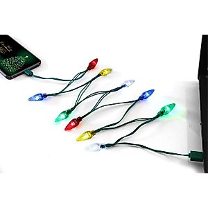 Fotbor LED Christmas Light USB C Cable, USB and Bulb Type C Charging Cable 50Inch 10LED Compatible with Samsung Galaxy S21 Ultra/S20/ S10/ S10E/ S9/ S8 Plus A51 Note 20 10 LG Stylo 6 iPad Pro 11/12.9