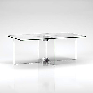 Henn&Hart Coffee Table, One Size, Clear Glass, 16" H x 42" L x 24" W
