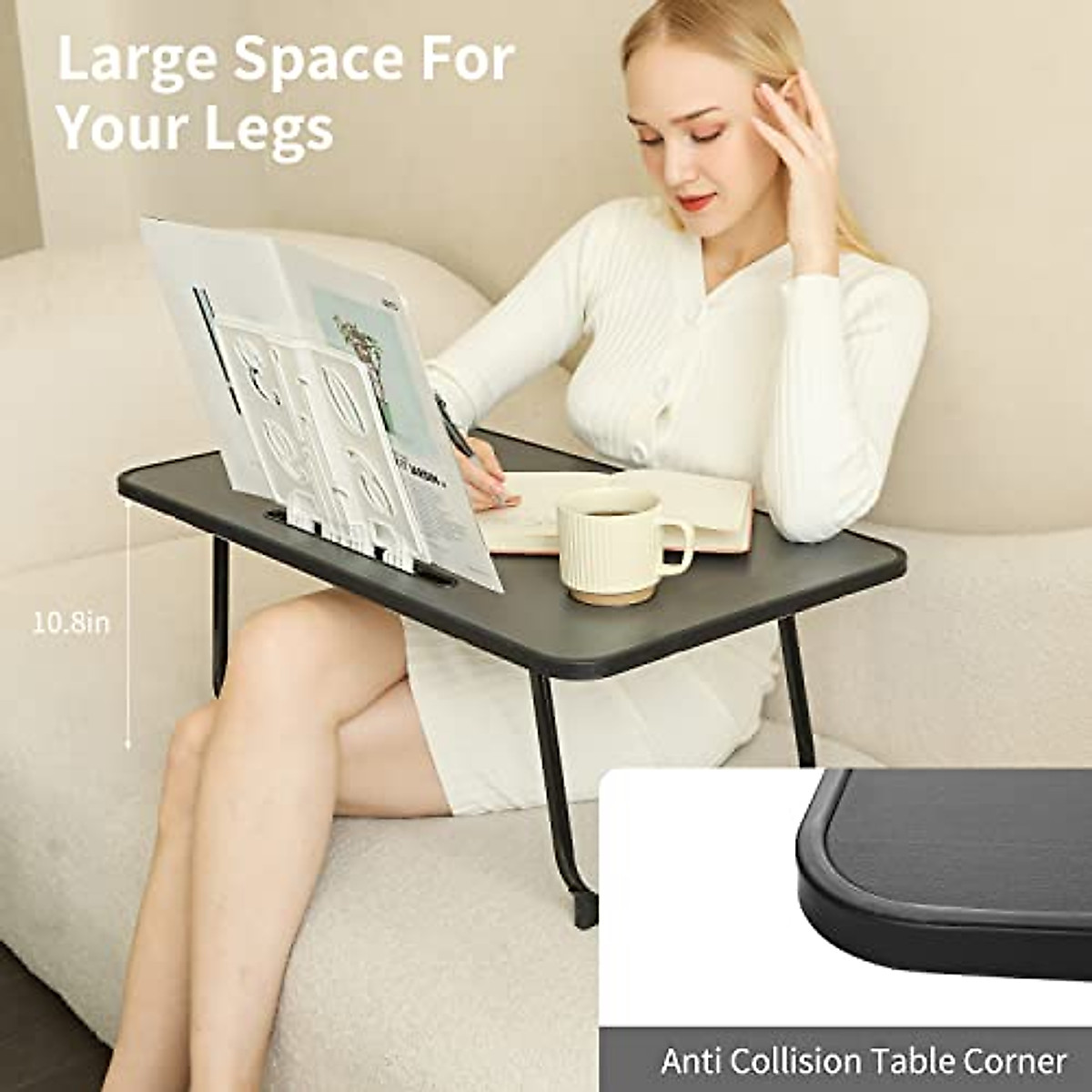 [28' x 16'] Extra Large Foldable Laptop Table for Bed, Floor Desk - Great for Eating, Study, Computer Use & Writing (Black)