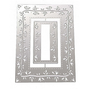 Ammsochy Cutting Dies Metal Stencils Scrapbooking Tools Flowers Lace Frame DIY Embossing Template for Paper Card Making Album Arts Crafts Supplies (Rectangle Love line frame-13.8x10.5cm)