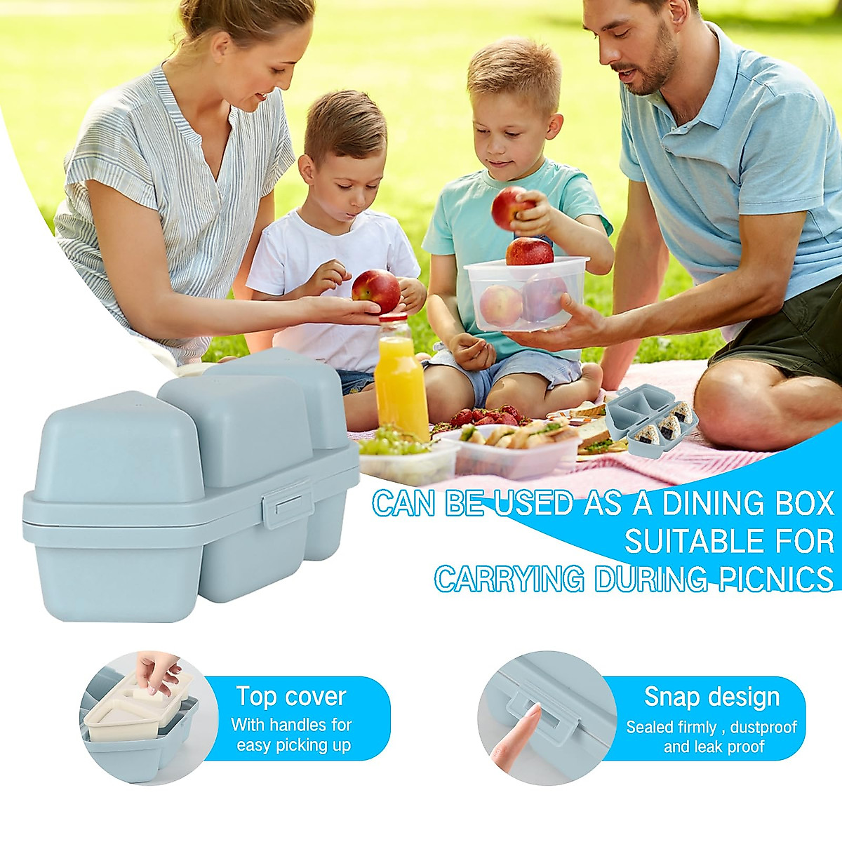 HIBILDER 6 in 1 Onigiri Mold Triangle Sushi Mold Once Quickly Make 6pcs Sushi - Multifunctional Rice Ball Mold for Making and Storing Sushi