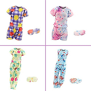 BARWA 4 Sets Doll Pajamas Party Clothes Sleepwear Casual Bedtime Suit with Eye Masks for 11.5 inch Girls Doll…