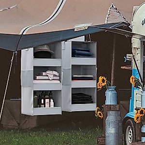 Fixwal 3-Shelf Closet Hanging Organizers Foldable Hanging Closet Shelves Hanging Closet Organizers and Storage for Locker & Camper, Grey, 2-Pack