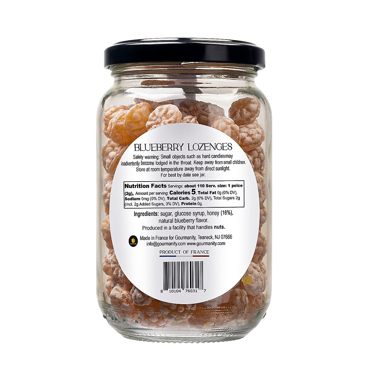 Gourmanity Blueberry Flavor Natural Honey Lozenges 250gr, Gourmet Candy Honey Drops, Soothing Honey Throat Lozenges (8.8oz/250gr Pack)