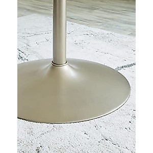 Signature Design by Ashley Barchoni Contemporary Round 39.5" Dining Room Table with A Marble Print Glass Top, White & Goldtone Finish