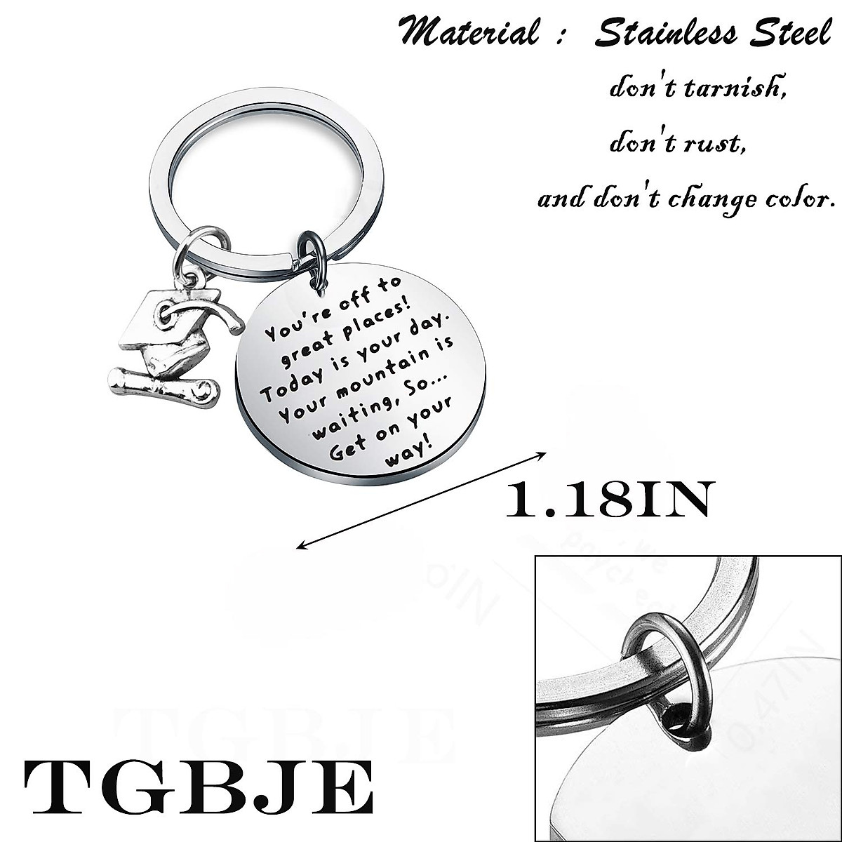 TGBJE Class Graduation Gift You’re Off to Great Places Keychain Mountain Quote Graduation Keychain Students Graduation Gift (Off To Great Places)