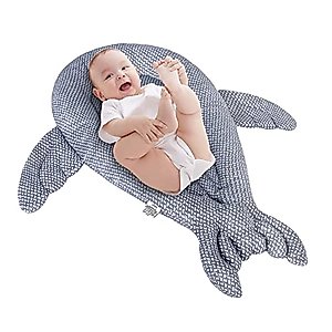 Hiseeme Baby Play Mats for Floor,Baby Lounger for Cover,100% Cotton Premium Breathable Whales Mat,Sleeping Bed Cover for Newborn,Machine Washable, Polyester,（Grey）