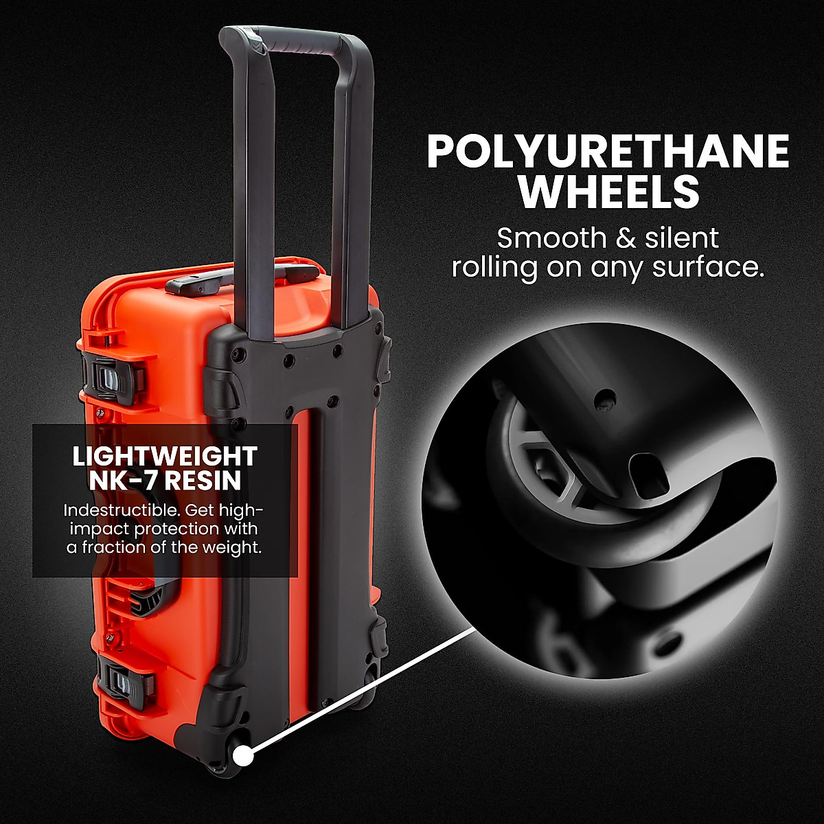 Nanuk Wheeled Series 935 Lightweight NK-7 Resin Waterproof Hard Case with Lid Organizer and Padded Dividers, Orange