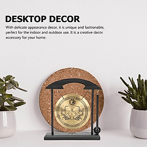 Yardwe Chinese Gong with Stand Gong Vintage Zen Table Gong Taiji Symbol Feng Shui Meditation Desk Bell Asian Gong Bell for Home Decoration