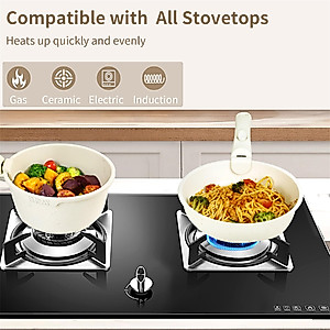 YASHE 13-Pieces Pots and Pans Set Non Stick, Ceramic Kitchen Cookware Set, Detachable Dandle Pots and Pans with Pan Protectors, PFOS and PFOA Free