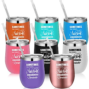 meekoo Thank You Gifts for Women Men You're Awesome Stainless Steel Insulated Tumbler Mug with Lids and Straws for Coworker Friends Appreciation Inspirational Gifts Bulk, 12 oz (Cute, 8 Pcs)