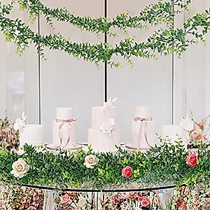 Artflower 3 Pack Artificial Eucalyptus Garland, 6Ft/pcs Faux Eucalyptus Vines Greenery Garland Fake Hanging Eucalyptus Leaves Plant Wedding Backdrop Arch Wall Table Party Festival Decor, Grey Green