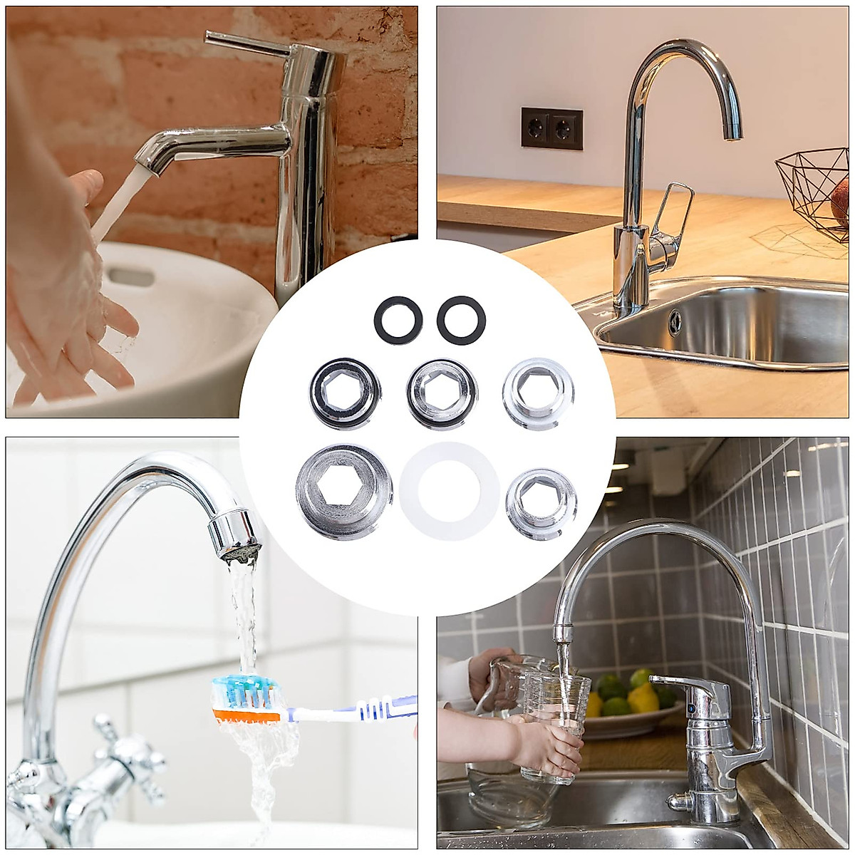 5 Pcs Faucet Connector Faucet Adapter Kit Home Supplies Faucet Adapter Accessory Garden Hose Faucet Copper Adapter Water Filter Kitchen Sink Faucet Adapter