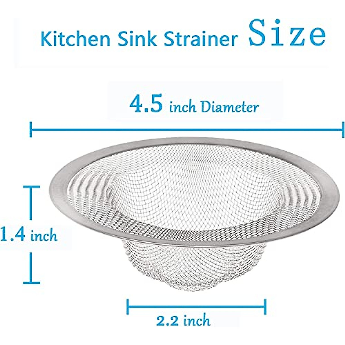 Ruikedasi 2 PCS Drain Strainer Large Wide Rim 4.5" Diameter for Kitchen Sinks Stainless, Steel, Bathroom Hair Catcher