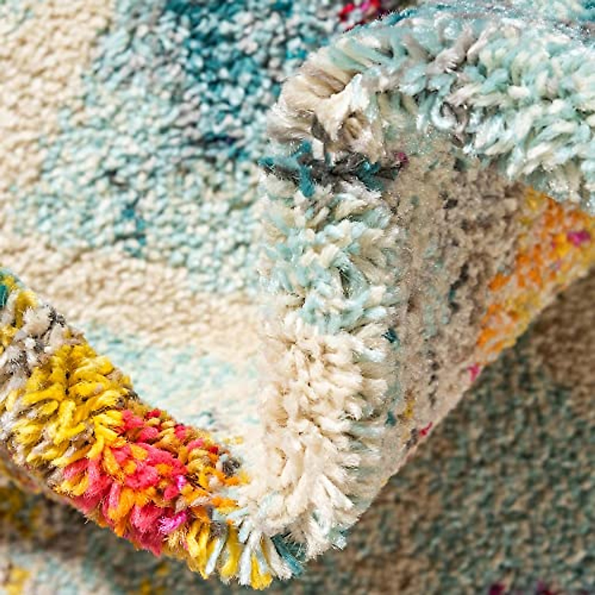 Unique Loom Estrella Collection Distressed, Floral, Abstract, Modern, Bright Colors Area Rug, 6' 0" x 6' 0", Multi/Blue