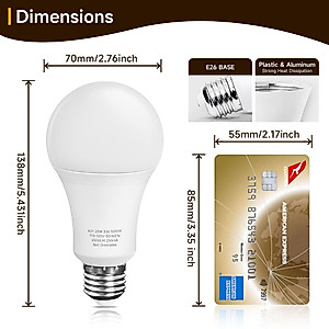 UNILAMP Super Bright White LED Light Bulbs, 23W A21 LED Light Bulbs, 150 Watt - 200 Watt Equivalent, Daylight White 5000K, 2500LM, Non-dimmable, E26 Base for Home Office Porch, 4 Pack