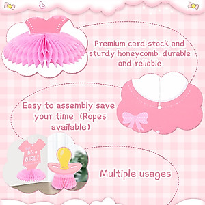 12 Pieces Baby Gender Reveal Honeycomb Table Centerpieces 3D Gender Reveal Hanging Decoration Gender Reveal He or She Boy or Girl Baby Shower Pregnancy Announcements Decor Newborn Party Supplies