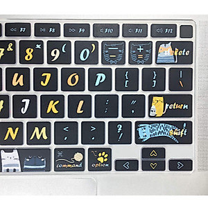 SANFORIN Keyboard Cover Protector for 2020 Apple MacBook Air 13.3 inch (Model: A2179, A2337 M1 Chip, US Layout) with Touch ID, Silicone Skin Keyboard Protector with Floral Design, Cat