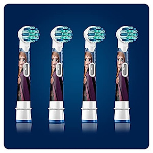 Oral-B Kids Electric Toothbrush Head, with Frozen 2 Characters, Extra Soft Round Bristles, for Ages 3+, Pack of 4, White