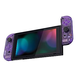 eXtremeRate Back Plate for Nintendo Switch Console, NS Joycon Housing Shell (D-Pad Version) with Full Set Buttons, DIY Replacement Shell for Nintendo Switch - Clear Atomic Purple