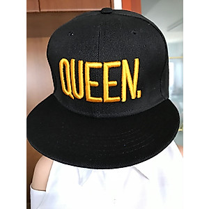 WENDYWU Hip-Hop Hats King and Queen 3D Embroidered Lovers Couples Snapback Caps Adjustable (King Queen)