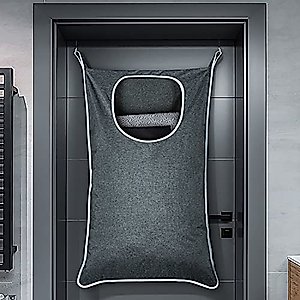 KINGSUSLAY Hanging Laundry Hamper, Over The Door Laundry Hamper and Hanging Laundry Bag, Extra Large Space Saving Hanging Hamper with 2 Types Hooks (35x 22Inch, Heather Grey)