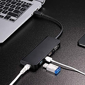 Leya-US Spare Part USB 3.0 Hubs 6 in 1 Type C Hub Type-C to HDMI VGA RJ45 Dual USB3.0 PD Charging Port Adapter Cable Converter Compatible for Laptop MacBook (Color : Black)