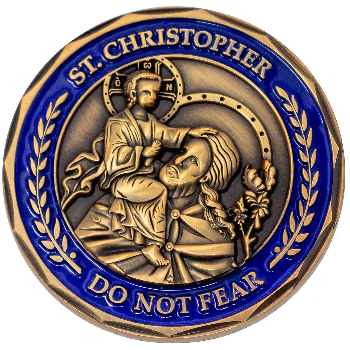 Saint Christopher, Do Not Fear, Protection Catholic Challenge Coin. Do not be Afraid, Do Not Be Dismayed for I am Your God, I Will Strengthen You & Help You. Antique Gold-Color Plated Travel Coin