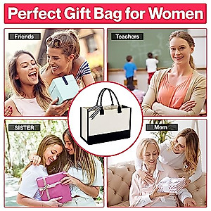 CONTROL KITCHEN Personalized Initial Tote Canvas Beach Bag, Monogrammed Gift Tote Bag for Women, Gift Package Included