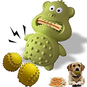 LQZHYL Dog Chew Toys 3 Pack for Aggressive Chewers, Rubber Dog Toys,Multifunctional Teeth Cleaning and Gum Massage, Tough Toys with Natural Rubber for Large and Medium Dog (Greens)